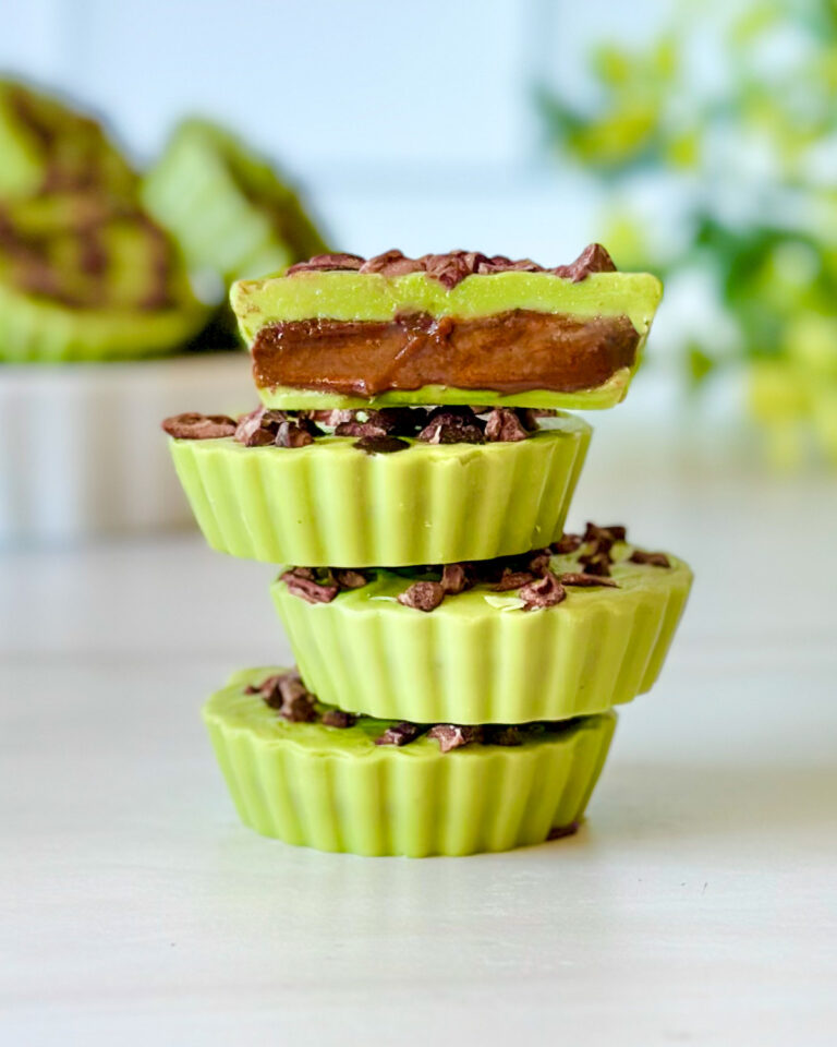 Hazelnut Chocolate Matcha Latte Cups - Claire Bear Bites