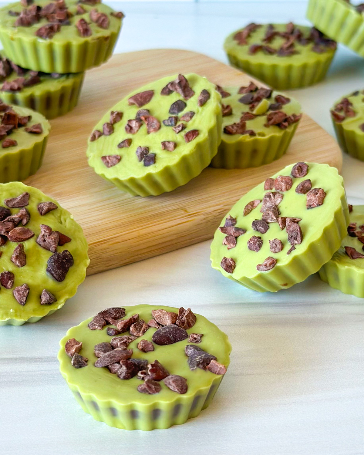Hazelnut Chocolate Matcha Latte Cups - Claire Bear Bites