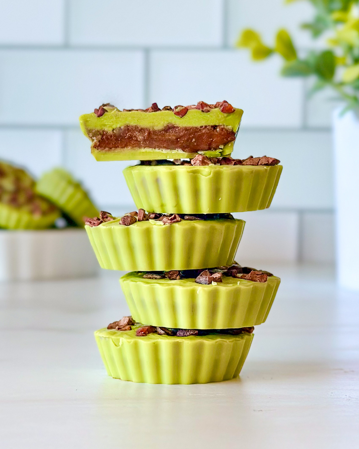 Hazelnut Chocolate Matcha Latte Cups - Claire Bear Bites