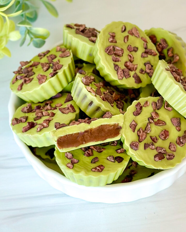 Hazelnut Chocolate Matcha Latte Cups - Claire Bear Bites