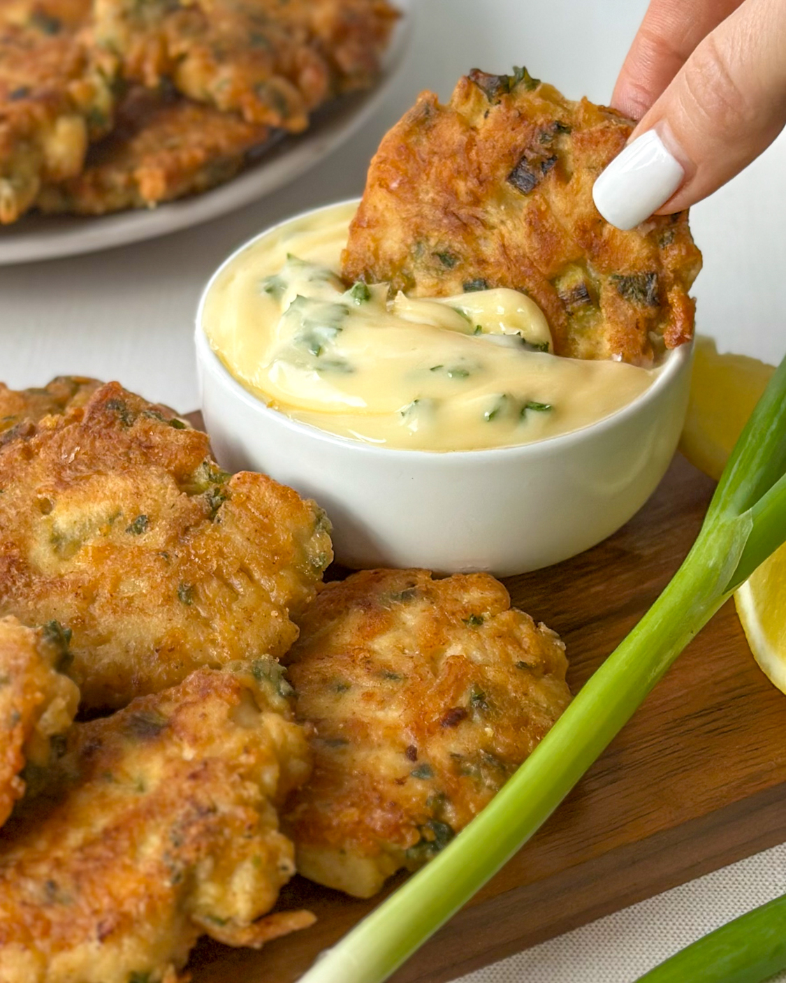 Herb and Cheese Chicken Fritters - Claire Bear Bites